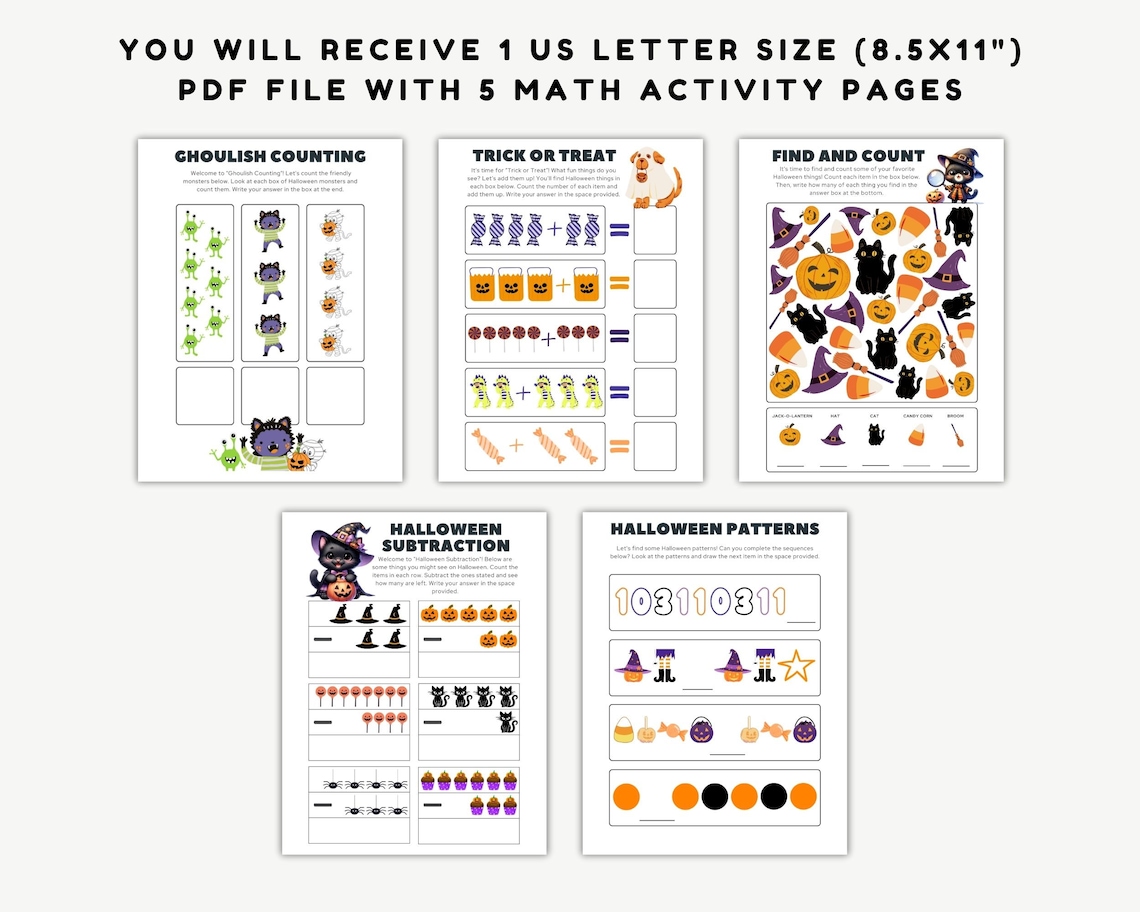 Preschool Halloween Math Worksheets Early Math Printable Activity ...