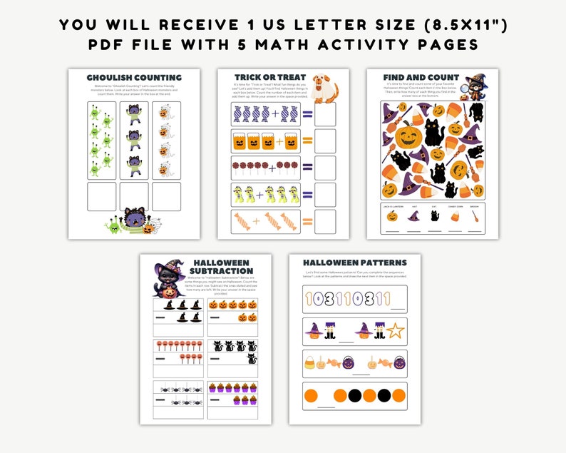 Preschool Halloween Math Worksheets | Early Math Printable Activity ...