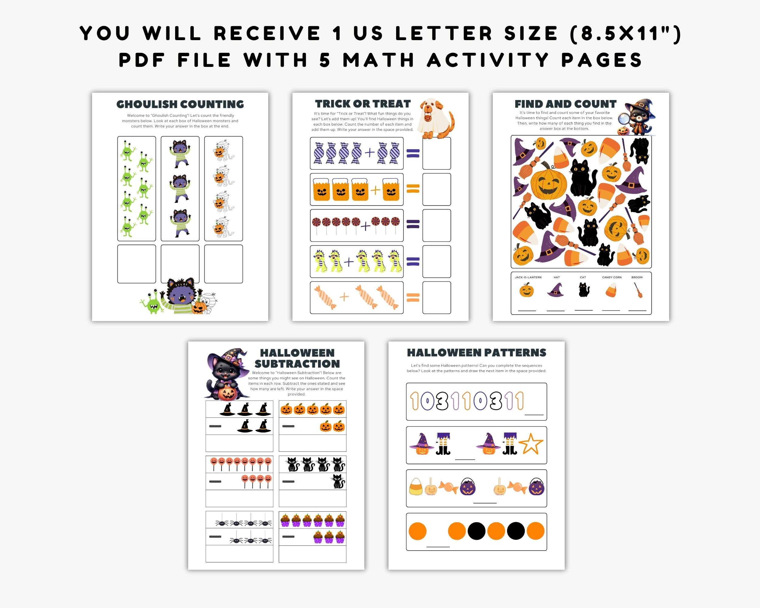 Preschool Halloween Math Worksheets | Early Math Printable Activity ...