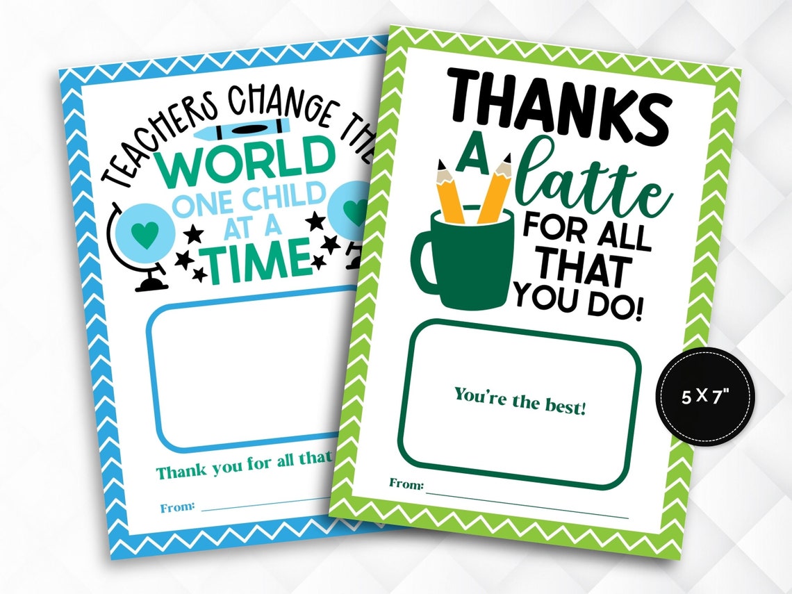 Teacher Appreciation Gift Card Holder Bundle, Printable Teacher Thank ...