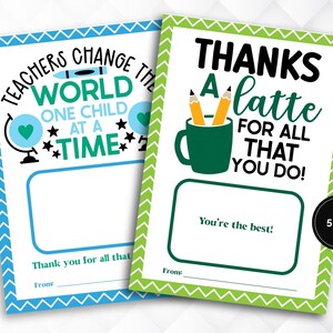 Teacher Appreciation Gift Card Holder Bundle, Printable Teacher Thank ...