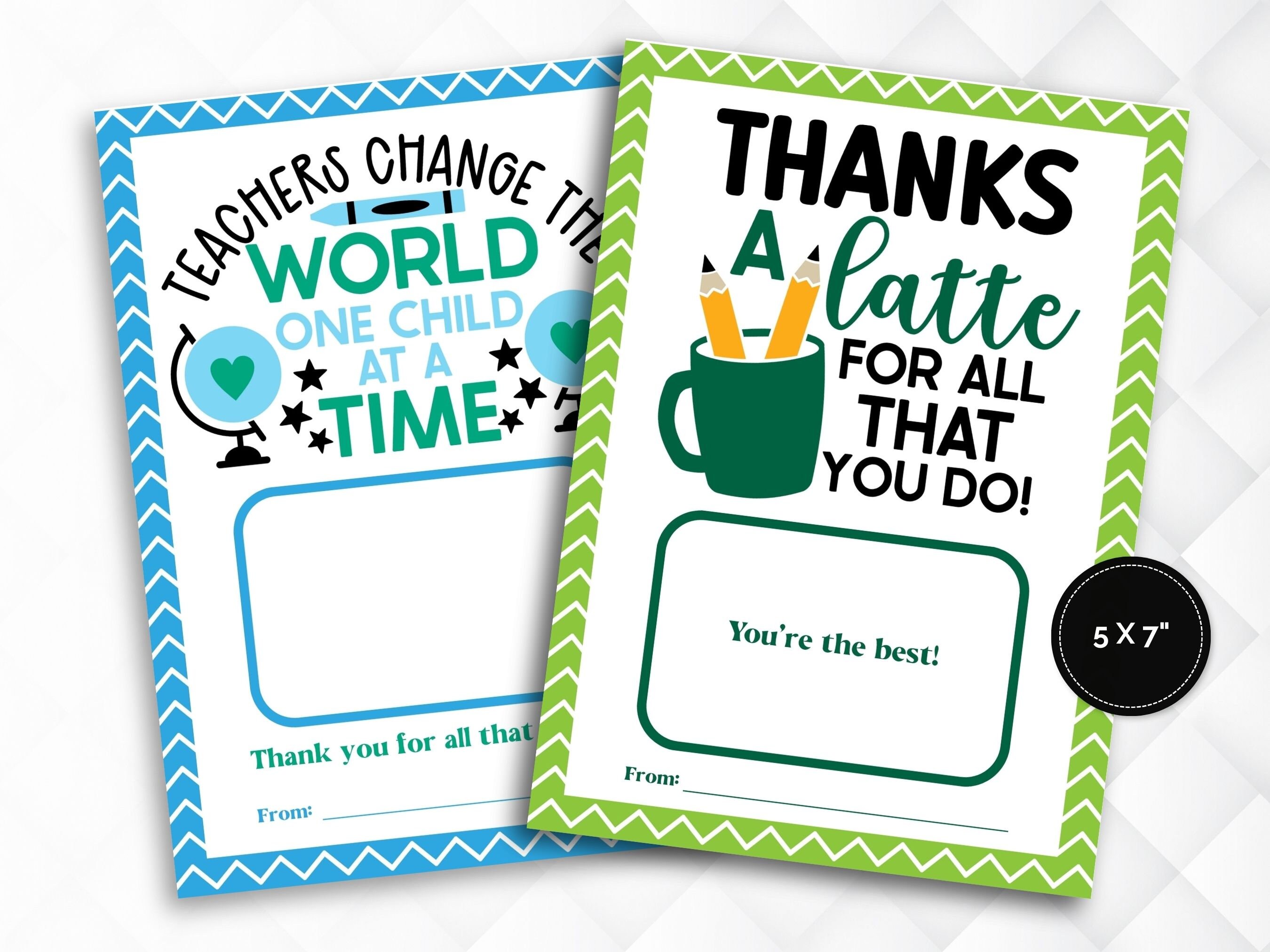 Teacher Appreciation Gift Card Holder Bundle, Printable Teacher Thank ...