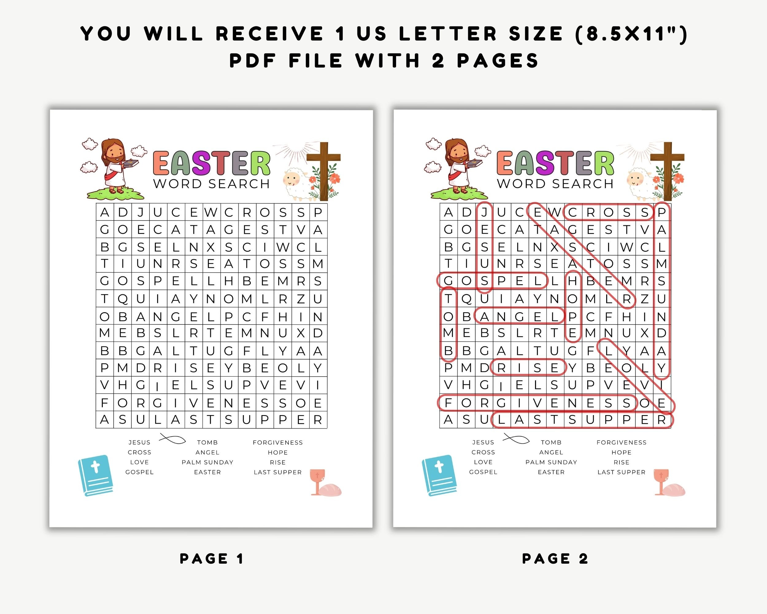 Religious Easter Word Search, Printable Preschool Activity Sheet ...