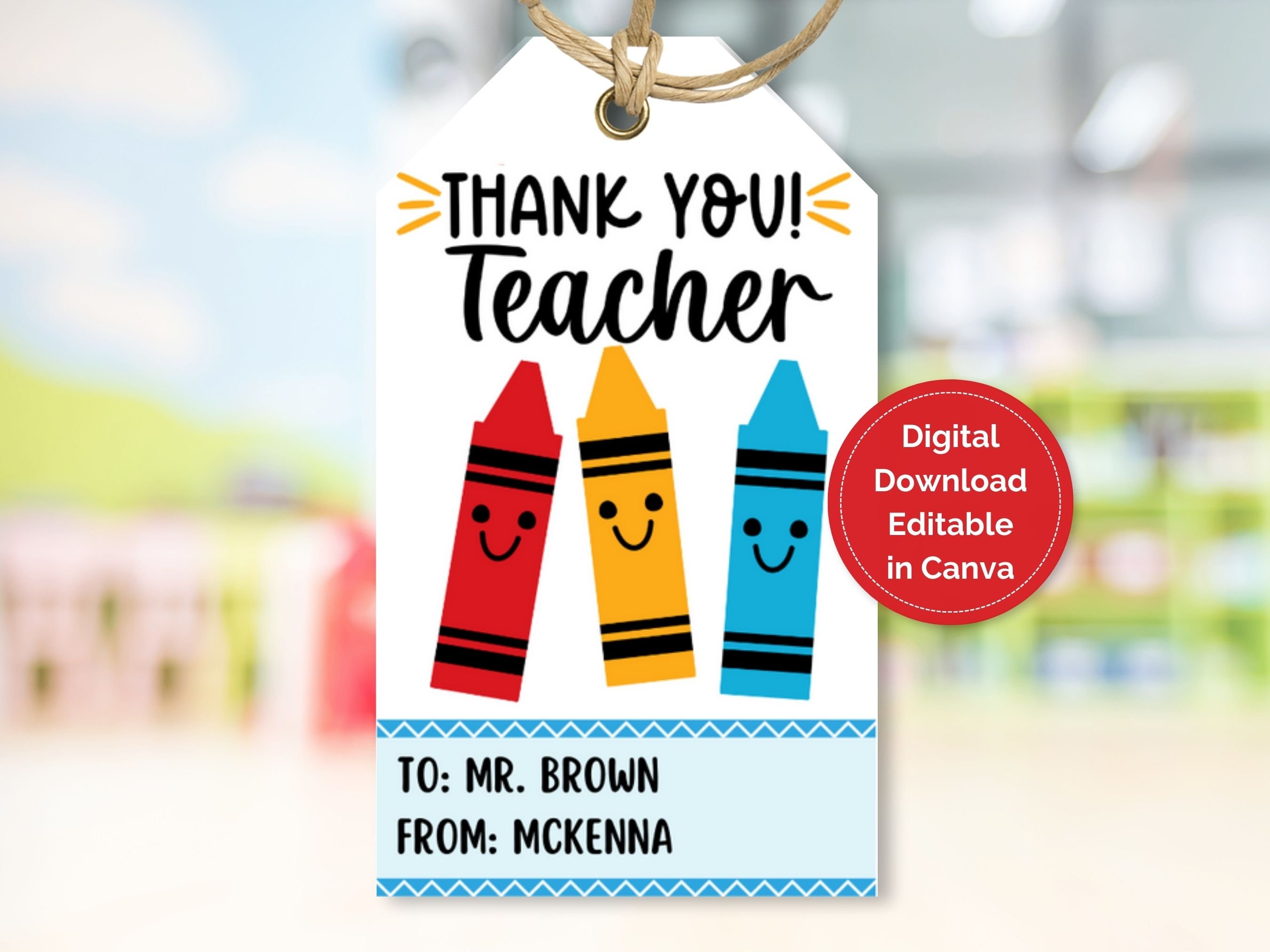 Thank You Teacher Gift Tag, Editable Teacher Appreciation Tag ...