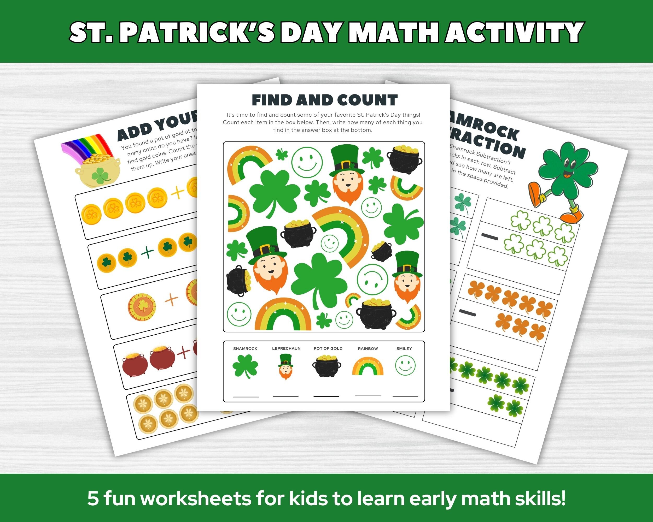Preschool Printable Math Activity for St. Patrick's Day Learn to Count ...