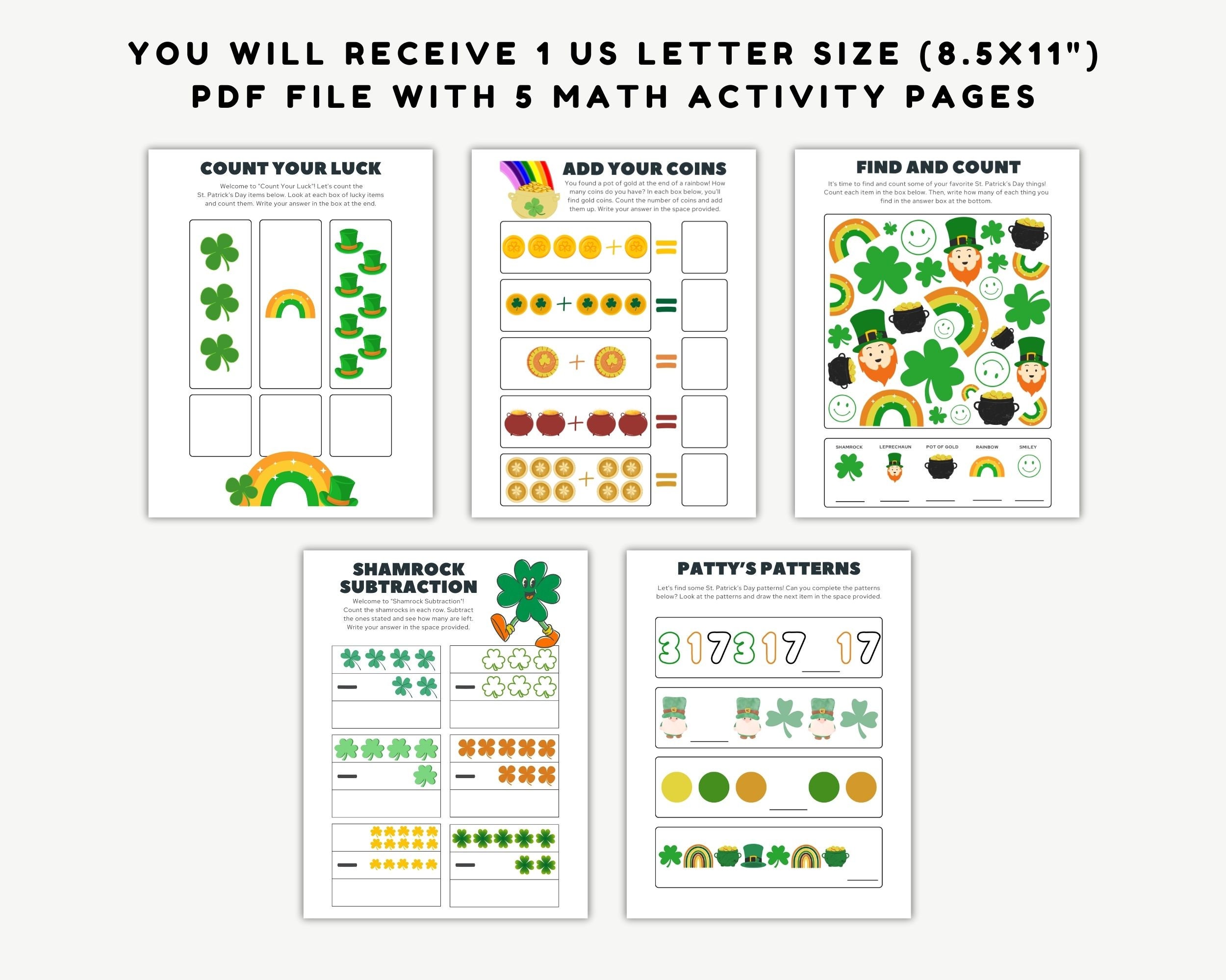 Preschool Printable Math Activity for St. Patrick's Day Learn to Count ...