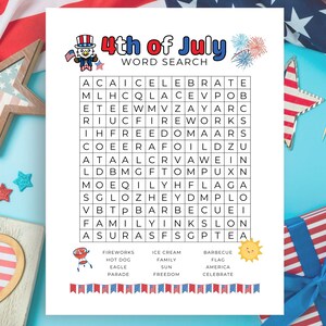 4th of July Word Search, Kids Fourth of July Printable, Independence ...