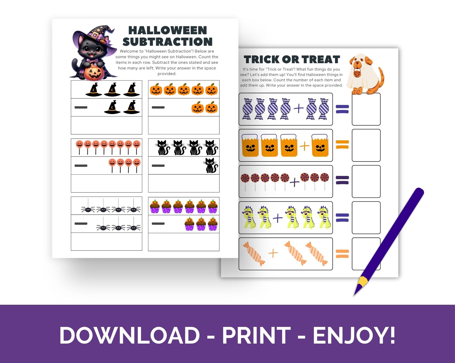 Preschool Halloween Math Worksheets Early Math Printable Activity ...