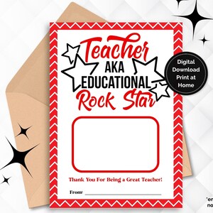 Teacher Gift Card Holder, Printable Teacher Thank You Card, Teacher ...