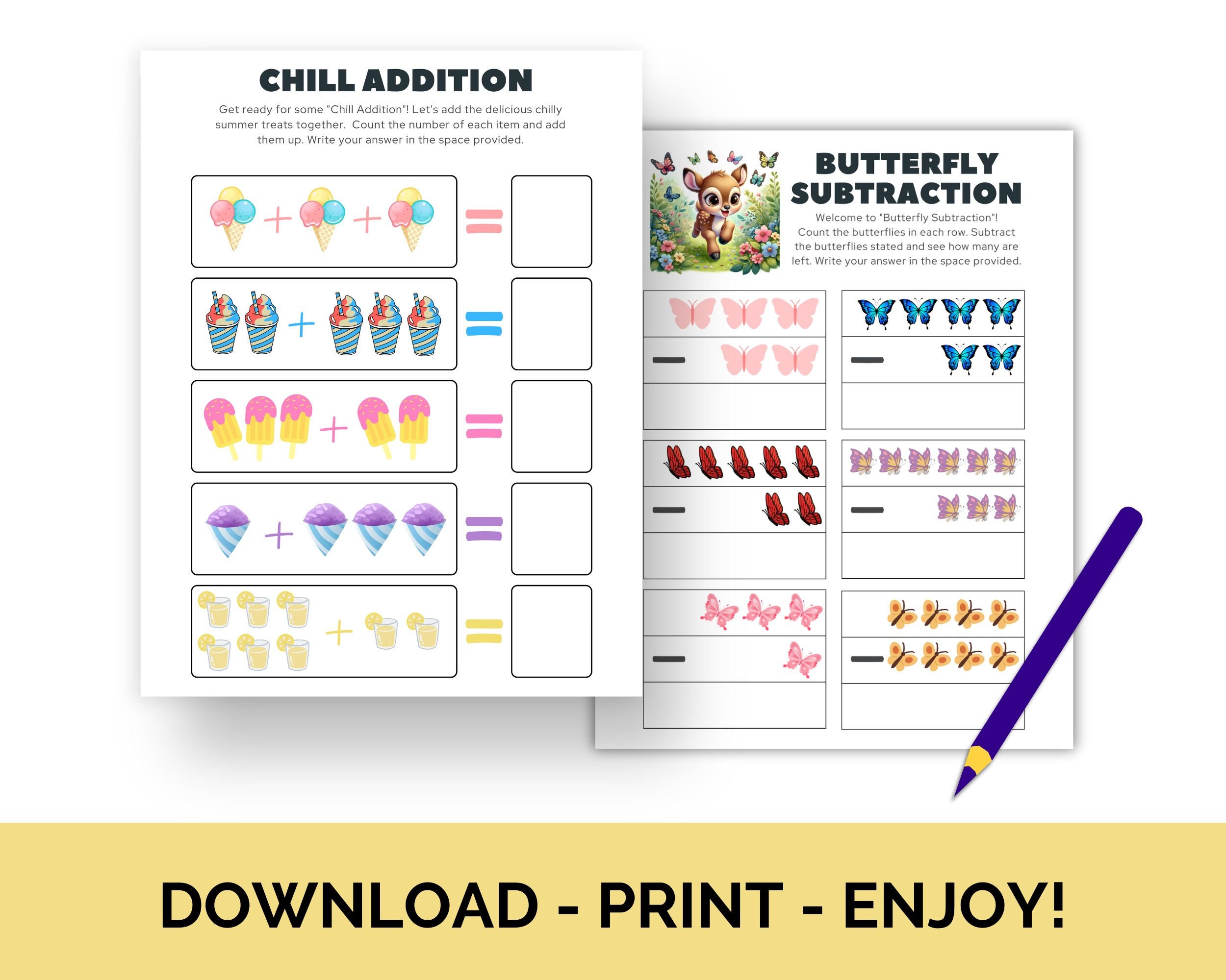 Summer Math Preschool Worksheets, Printable Math Activity for Kids ...