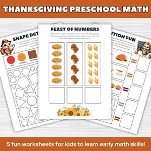 Thanksgiving Preschool Math Worksheets | Educational Printable | Pre-k ...