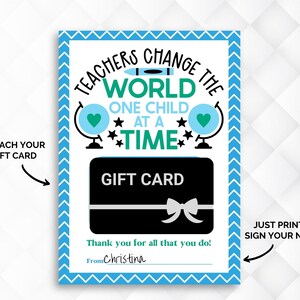 Teacher Appreciation Gift Card Holder, Printable Teacher Thank You Card ...