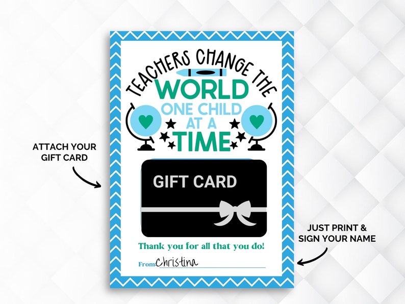 Teacher Appreciation Gift Card Holder, Printable Teacher Thank You Card ...