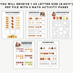 Thanksgiving Preschool Math Worksheets | Educational Printable | Pre-k ...