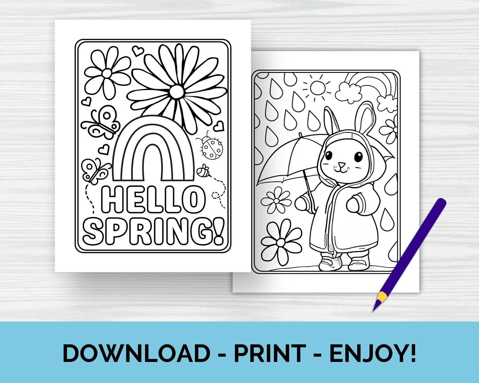 Hello Spring Coloring Pages | Printable Spring Coloring Page for Kids ...