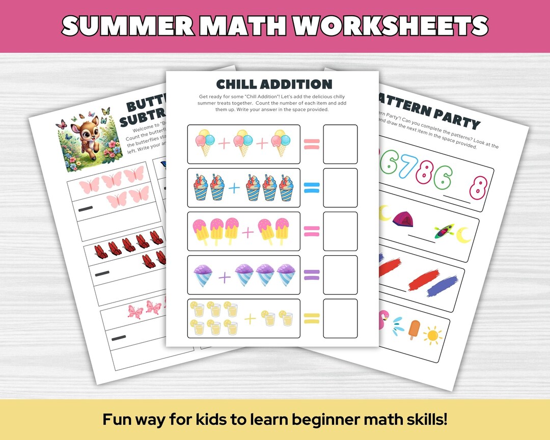 Summer Math Preschool Worksheets, Printable Math Activity for Kids ...