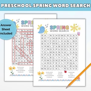 Preschool Spring Word Search | Printable Spring Activity for Kids ...