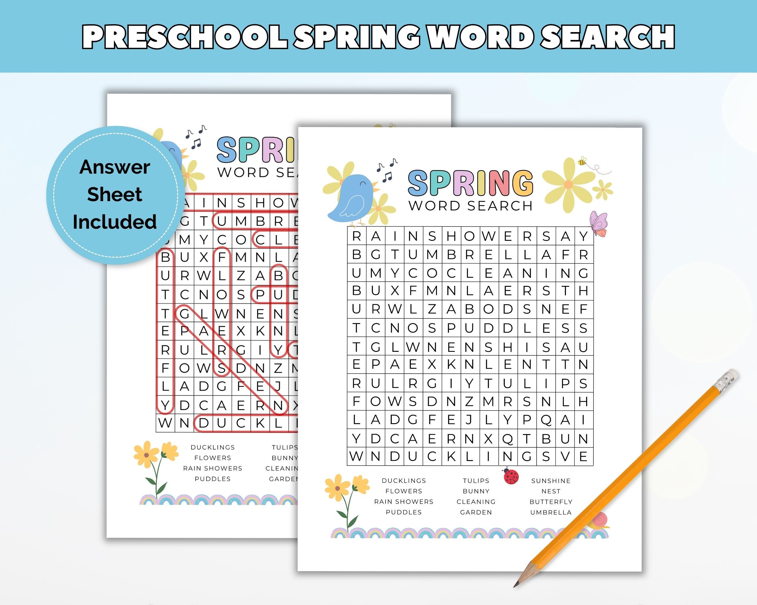 Preschool Spring Word Search | Printable Spring Activity for Kids ...