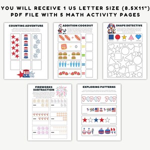 4th of July Preschool Worksheets, Fun Printable Math Activities for ...