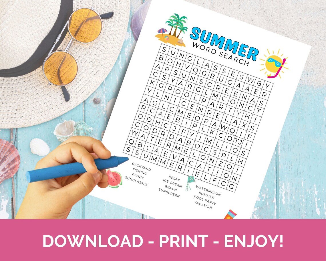 Summer Printable Word Search Printable Preschool Classroom Activity End ...