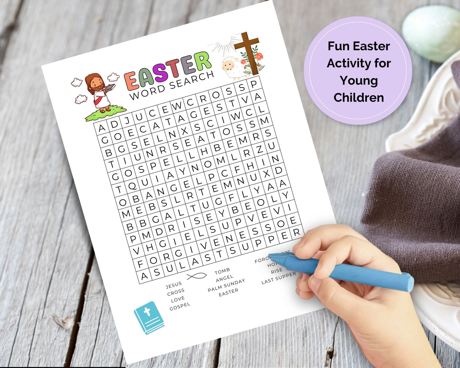 Religious Easter Word Search, Printable Preschool Activity Sheet ...