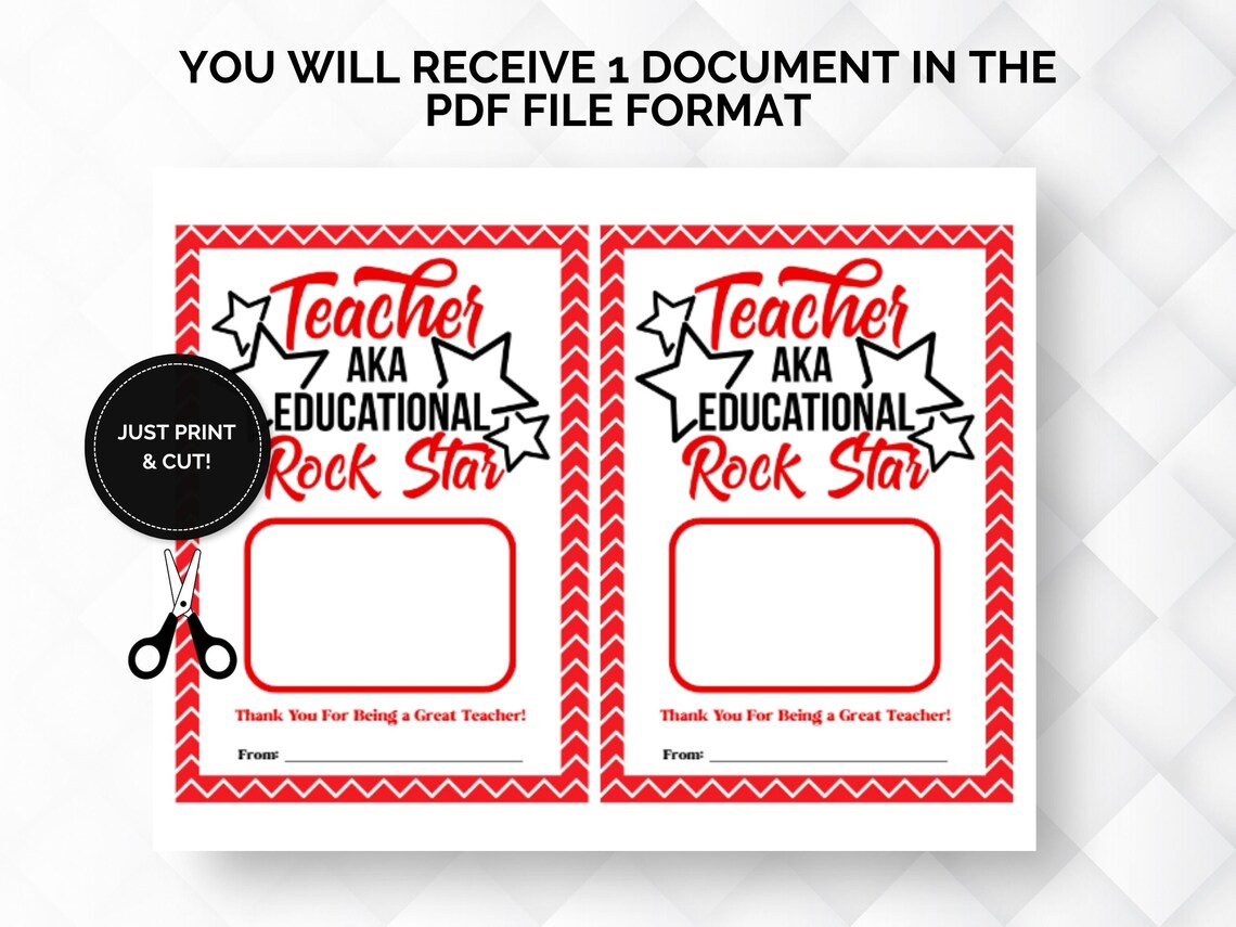 Teacher Gift Card Holder, Printable Teacher Thank You Card, Teacher ...