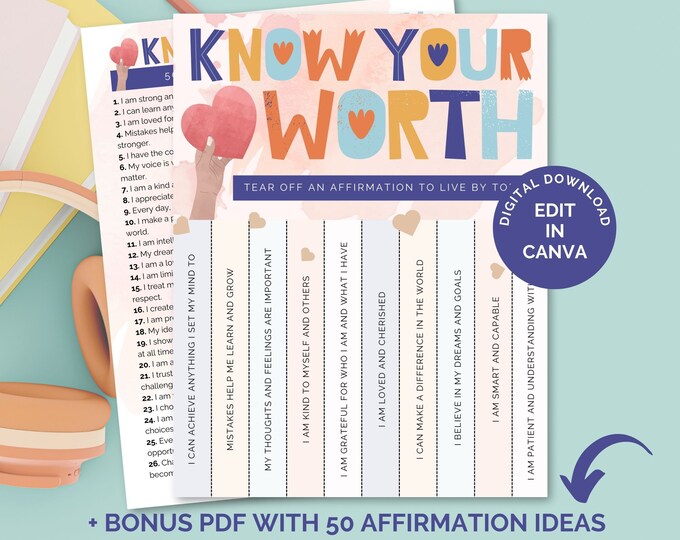 Editable Positive Affirmations for Kids, You Matter Tear off Flyer ...