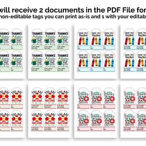 Teacher Appreciation Gift Tag Bundle | Printable Thank You Tags for ...