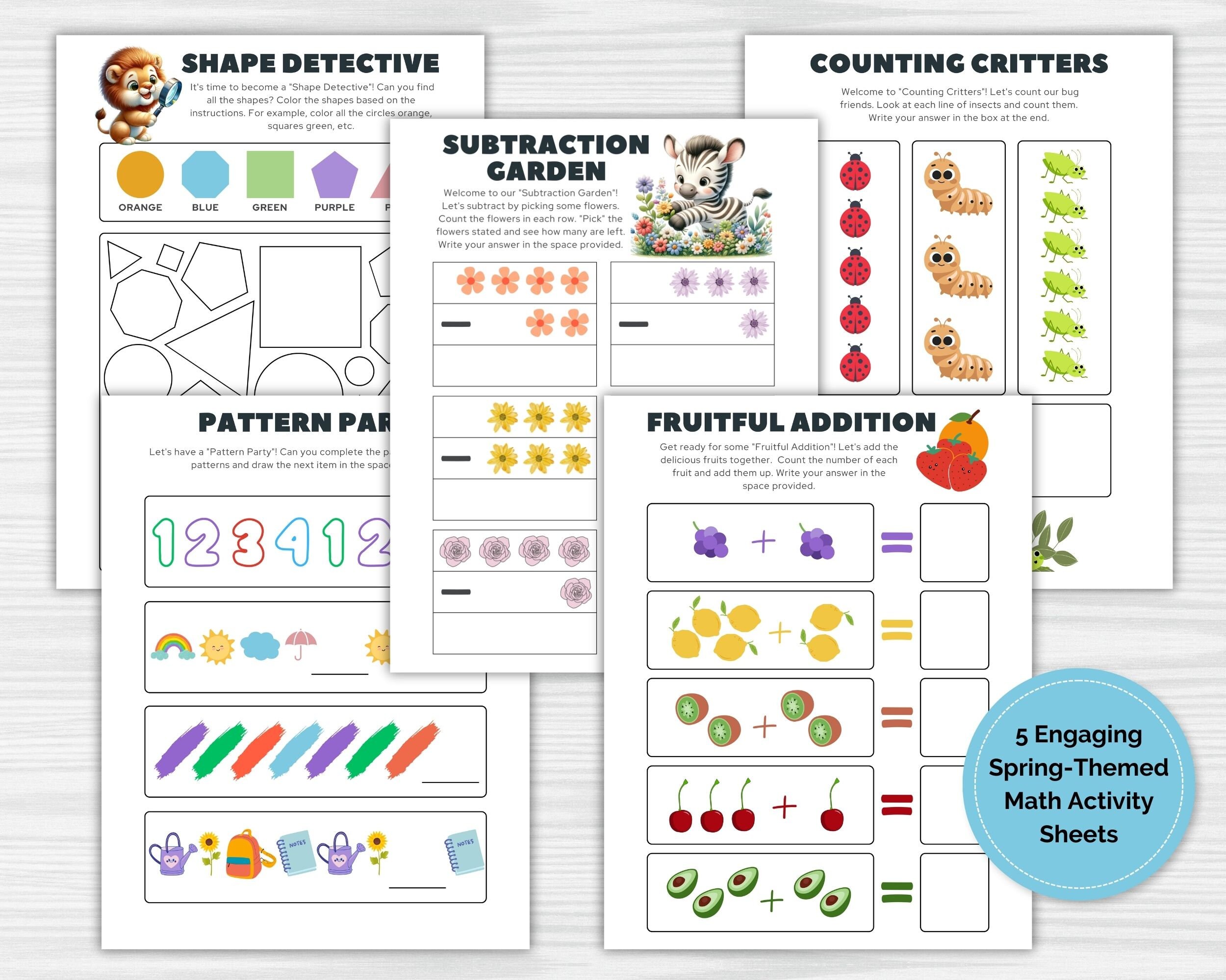 Spring Math Worksheets for Preschool & Kindergarten Educational ...