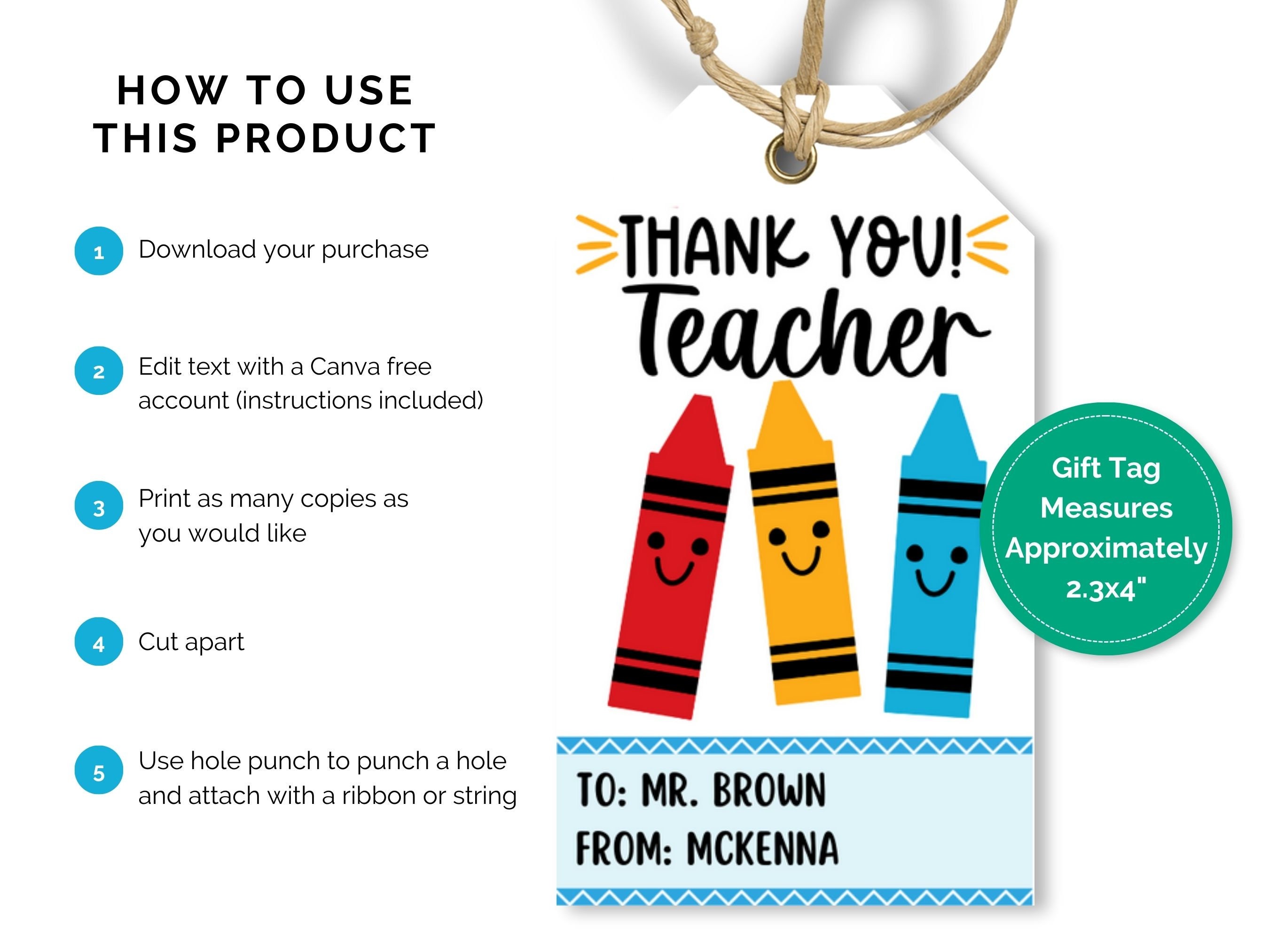 Teacher Appreciation Gift Tag Bundle Printable Thank You Tags for ...