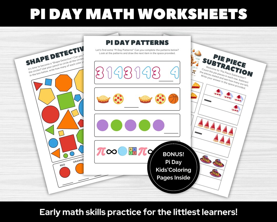Pi Day Math Worksheets for Preschoolers, Preschool Printable Activity ...