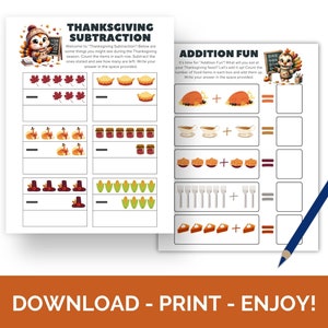 Thanksgiving Preschool Math Worksheets | Educational Printable | Pre-k ...