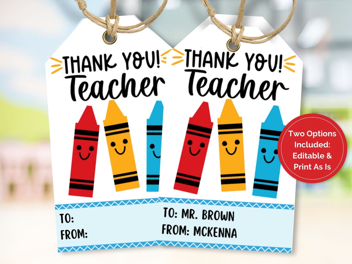Thank You Teacher Gift Tag, Editable Teacher Appreciation Tag ...