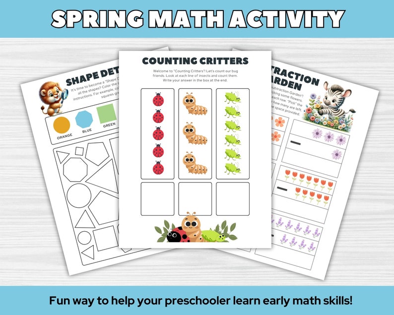 Spring Math Worksheets for Preschool & Kindergarten Educational ...