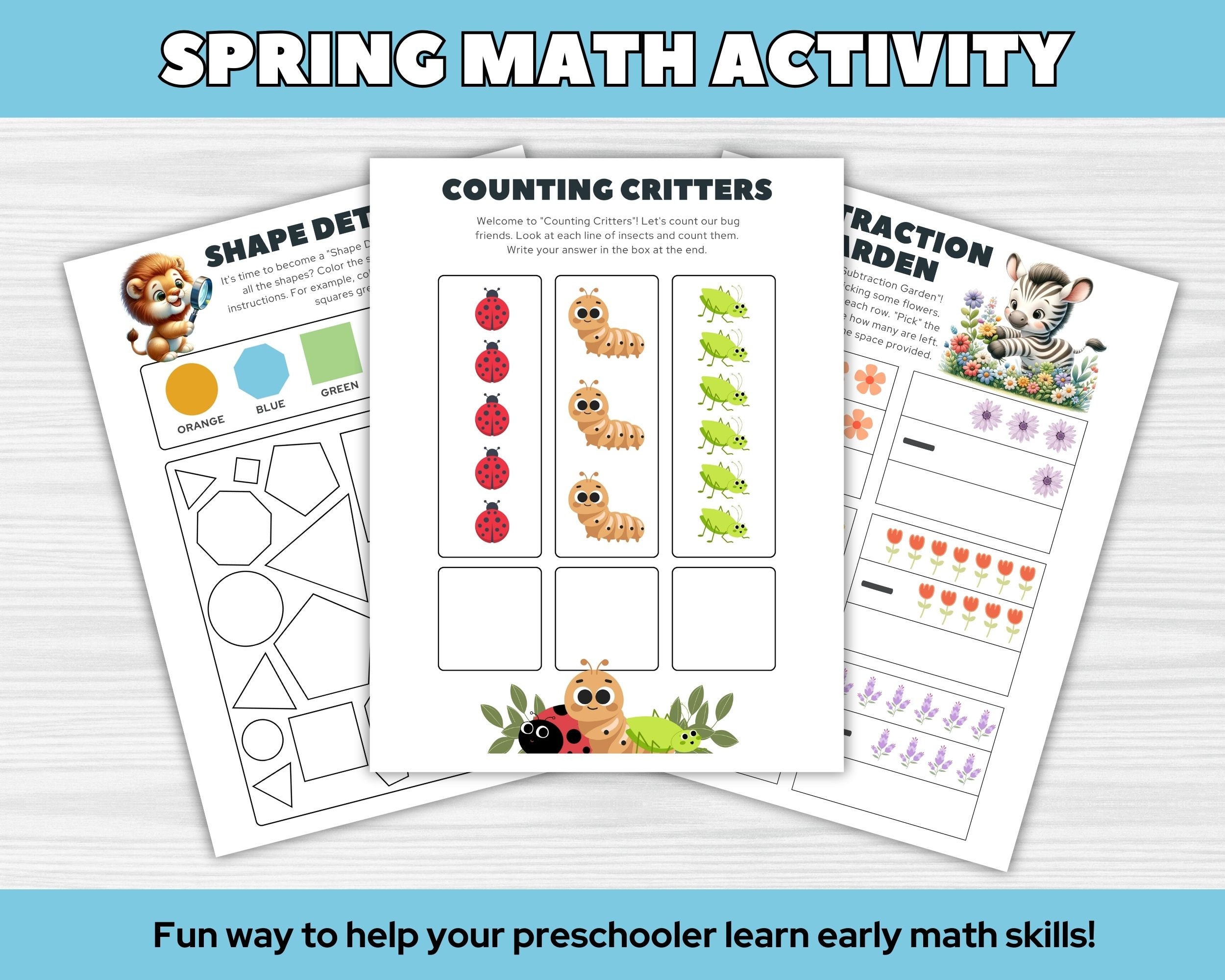 Spring Math Worksheets for Preschool & Kindergarten Educational ...