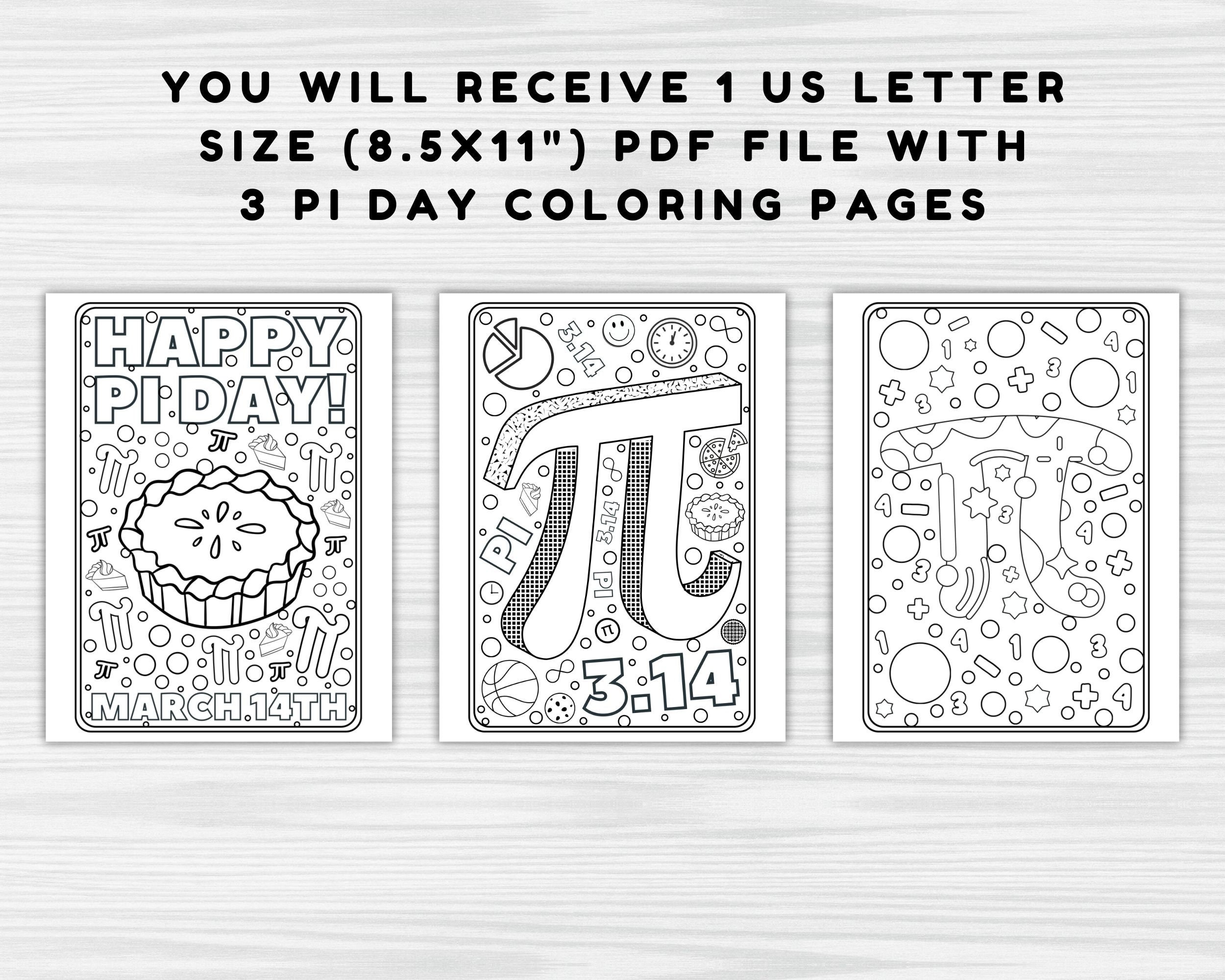 Pi Day Coloring Pages, Printable Math Activity for Kids, Fun Pi Day ...