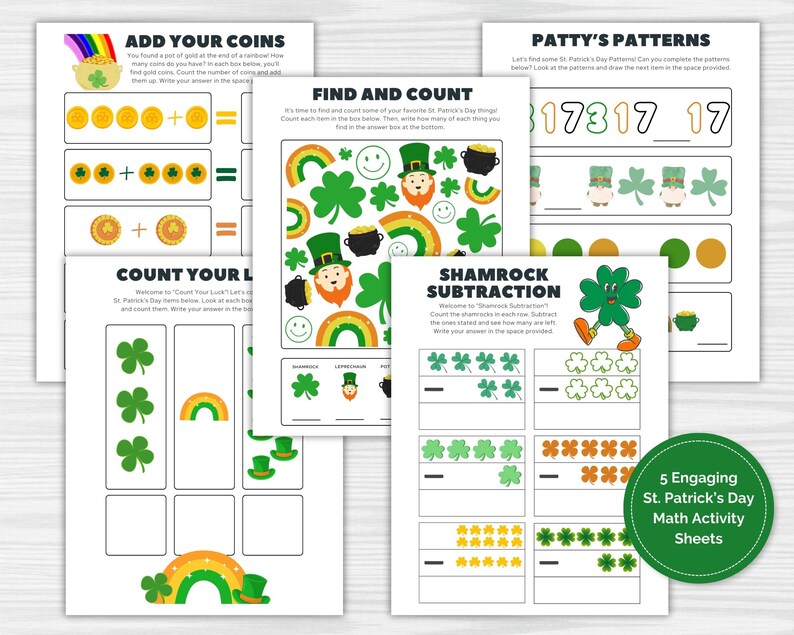 Preschool Printable Math Activity for St. Patrick's Day | Learn to ...