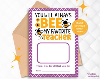 Teacher Appreciation Gift Card Holder, Printable Teacher Thank You Card ...