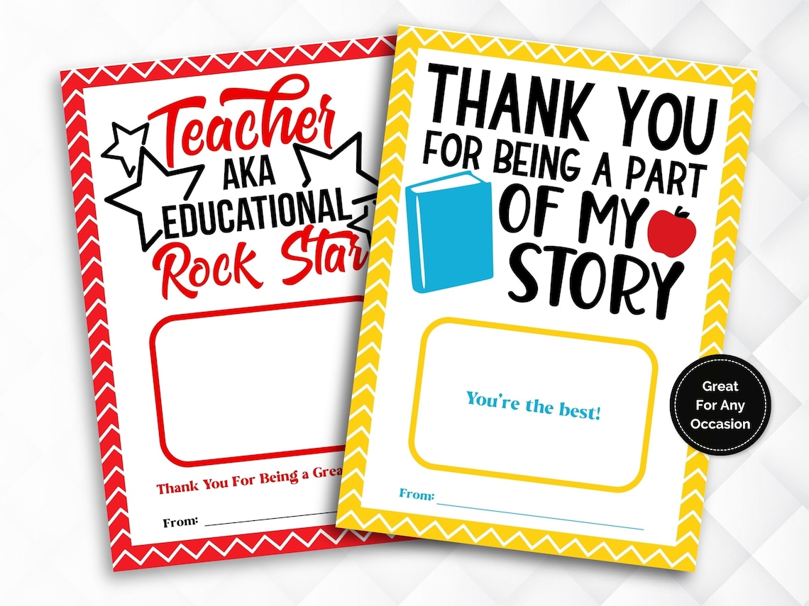 Teacher Appreciation Gift Card Holder Bundle, Printable Teacher Thank ...