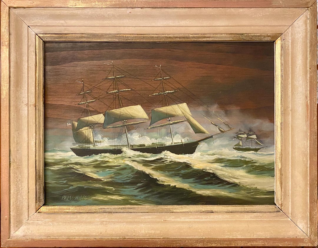 Lawrence Forbes Wolf Clipper Ship Painting on Wood - Etsy