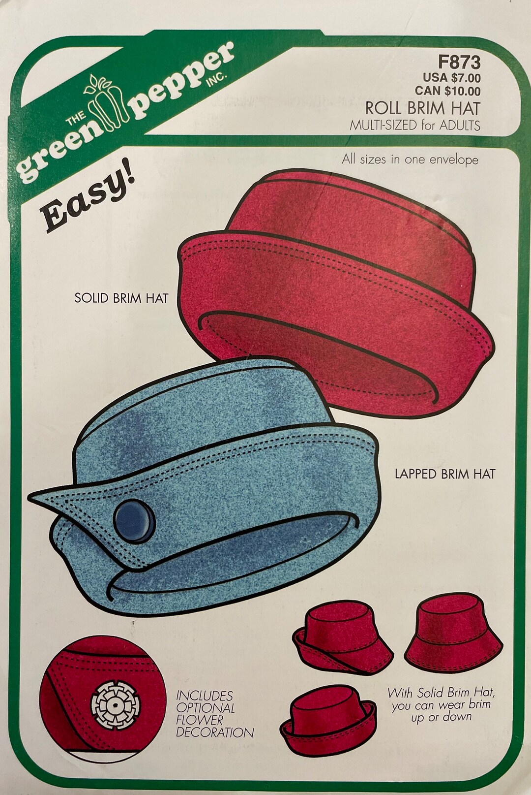 Roll Brim Hat Pattern - Etsy