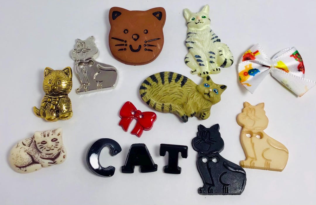Assorted Cat Themed Buttons - Etsy