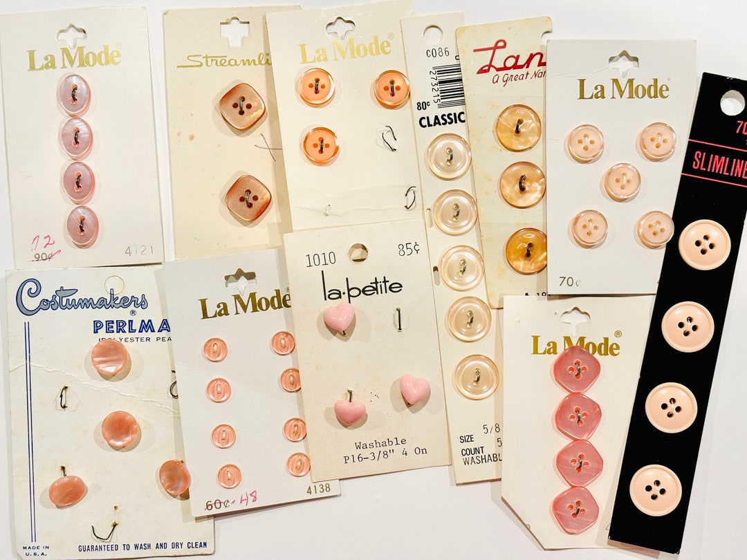 Vintage Pink Buttons on Original Cards | 30+ Sewing Buttons | La Mode ...