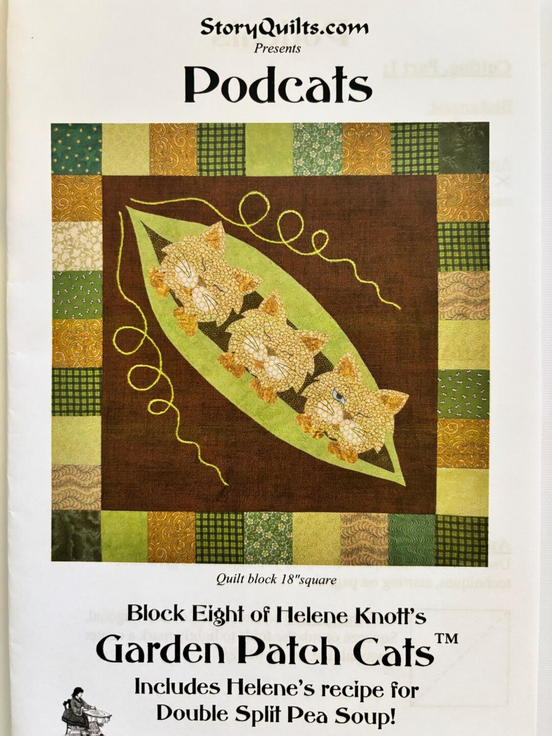 Podcats Quilt Pattern | Helene Knott's Garden Patch Cats Block 8 - Etsy