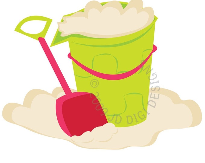 Green Pink Sand Bucket Clipart, Vector Illustration, Single, Beach Toy ...