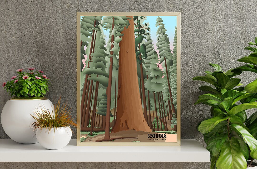 Sequoia National Park Art Print, California Travel Poster (digital ...