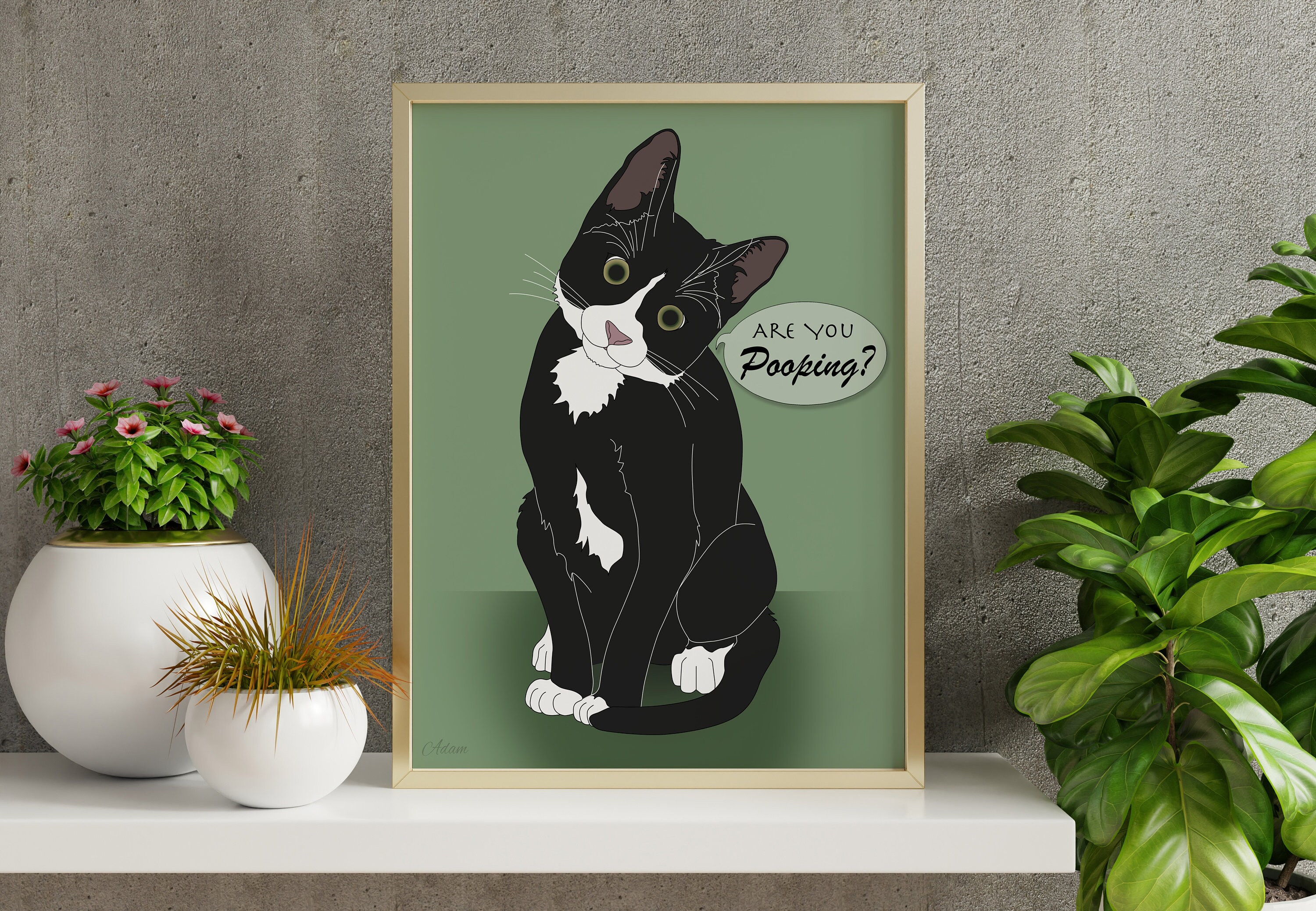 Tuxedo Cat Cartoon Digital Download/tuxedo Cat Are You Pooping/cats/cat ...