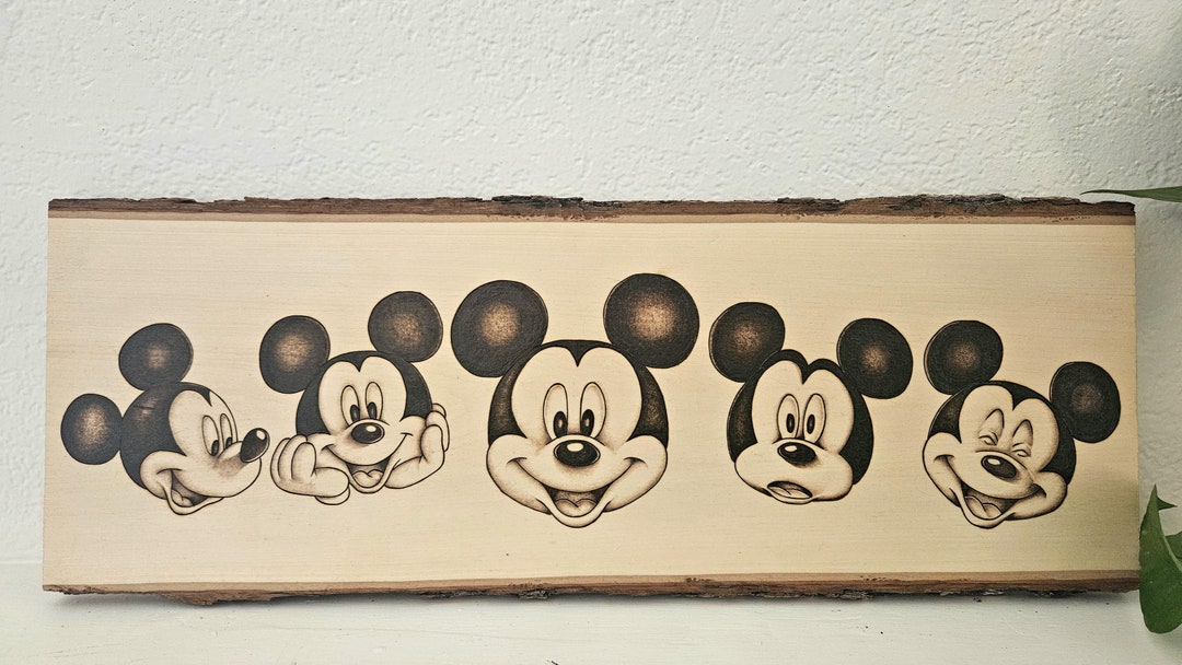 Mickey Mouse Wood Burned Wall Art: Rustic Home Decor, Mickey Mouse Wall ...