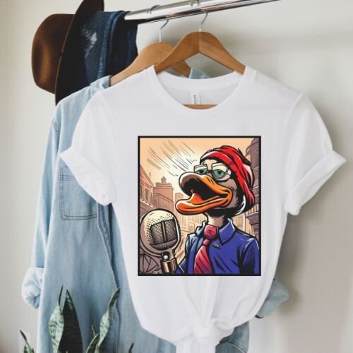Retro Cartoon Duck Graphic Tee (digital Download), Music Lovers PNG ...
