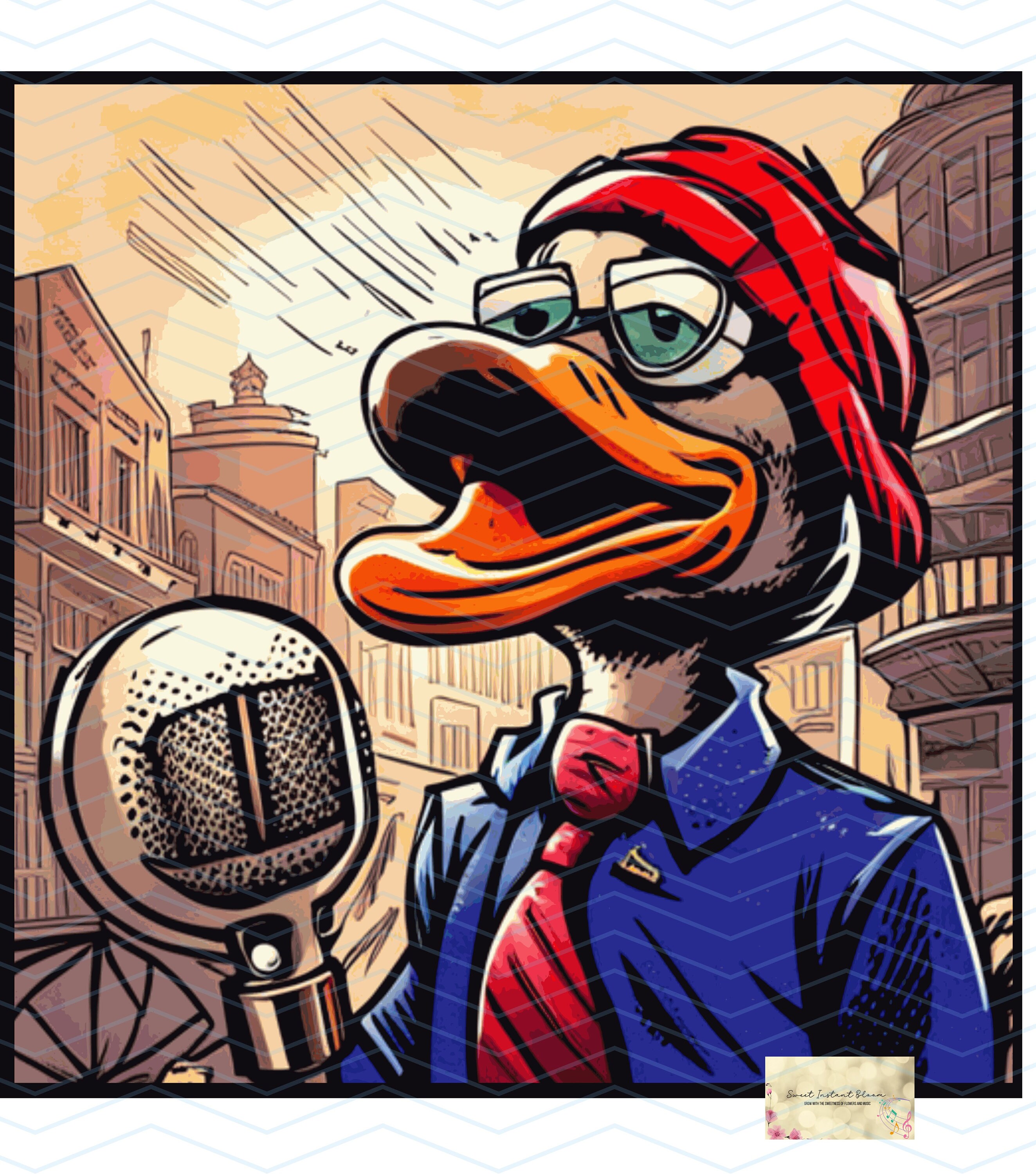Retro Cartoon Duck Graphic Tee (digital Download), Music Lovers PNG ...